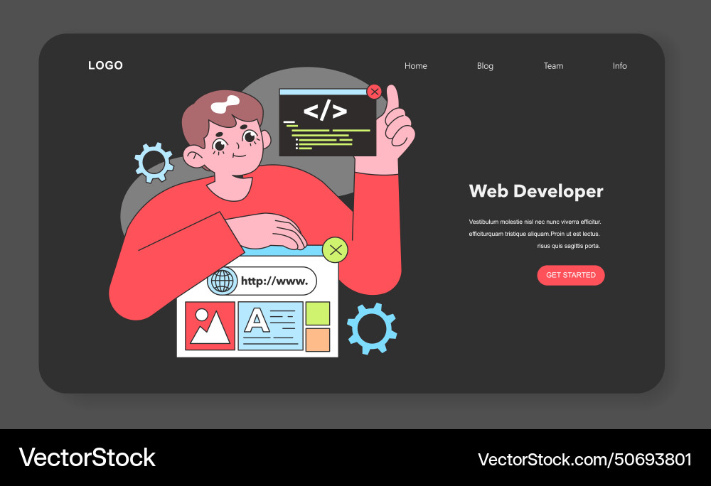 A web developer expertly crafts code the building Vector Image