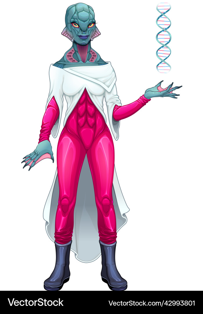 Amphibian alien with dna Royalty Free Vector Image