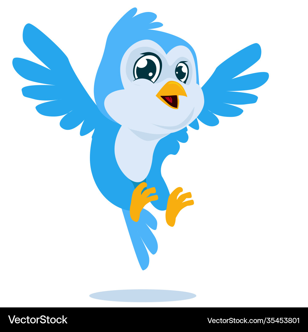 Blue bird mascot cartoon Royalty Free Vector Image
