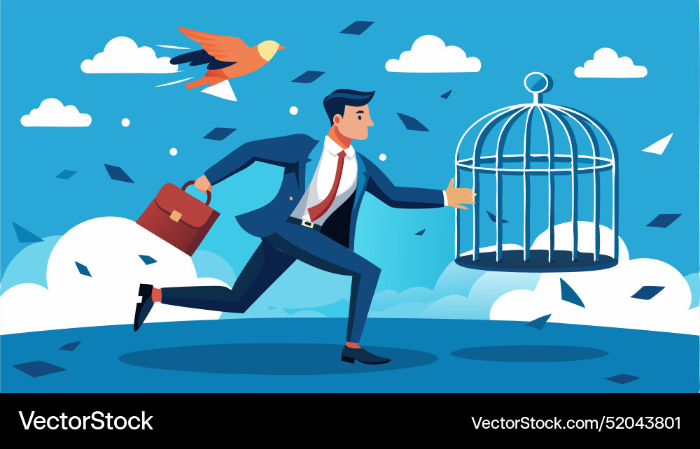 Businessman breaking free from routine Royalty Free Vector