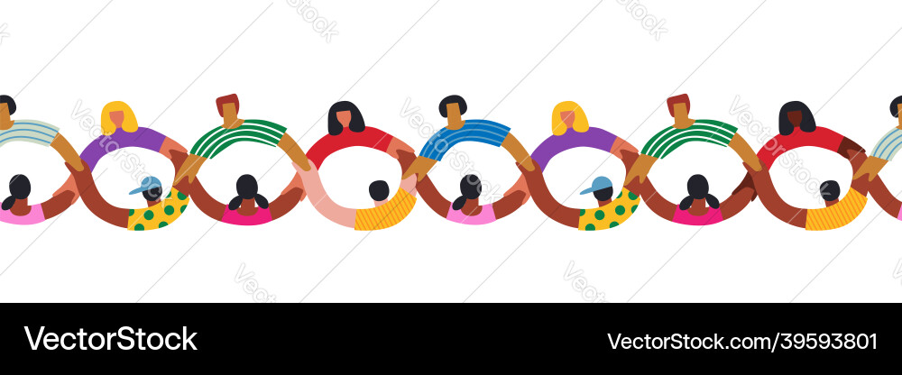 Diverse people group holding hands together Vector Image