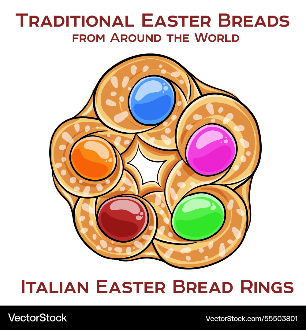 Italian easter bread rings are traditional sweet Vector Image