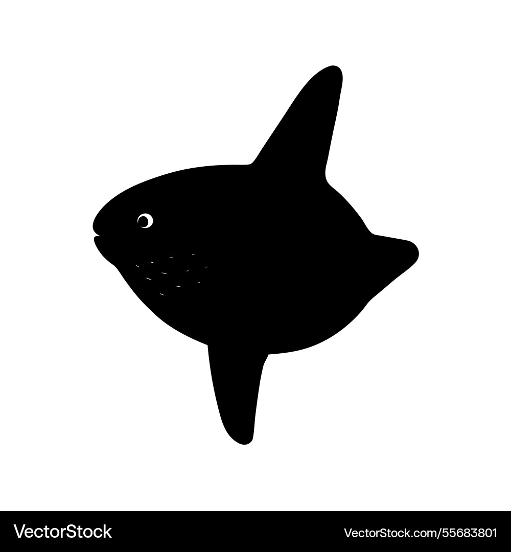 Ocean sunfish silhouette black Royalty Free Vector Image