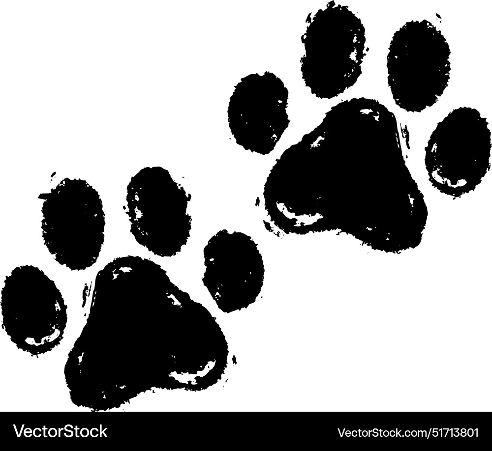 Paw print distressed dirty Royalty Free Vector Image