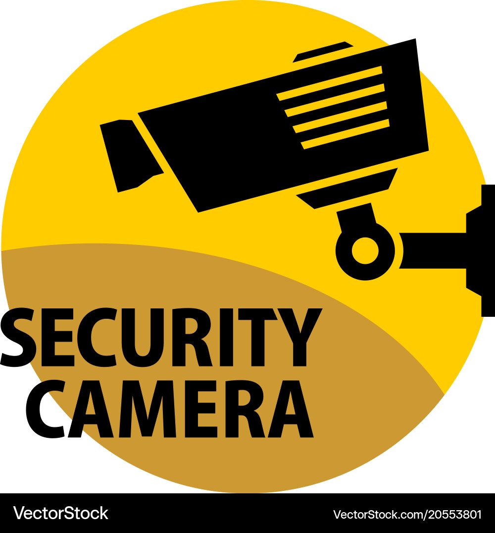 Security camera sign information round sticker Vector Image