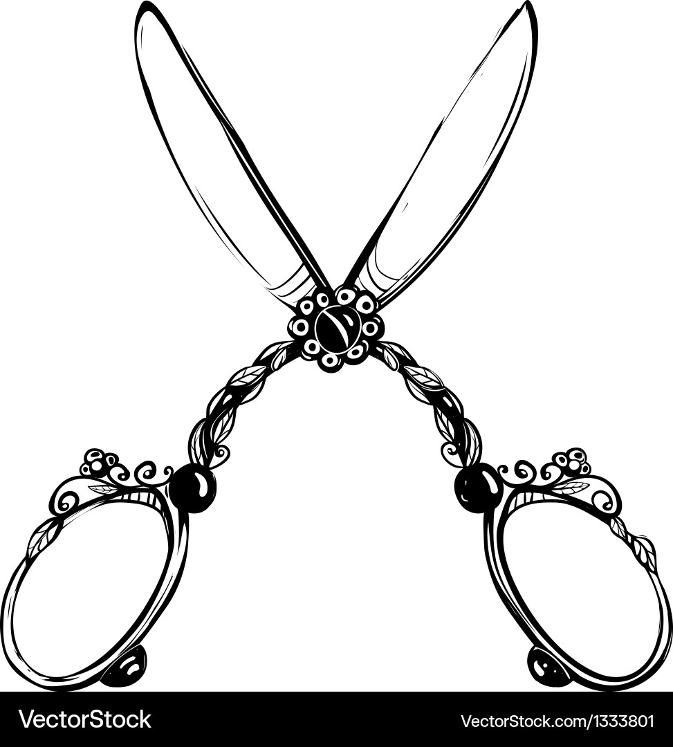 Vintage Black Ink Scissors Royalty Free Vector Image