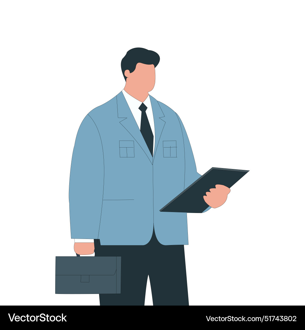 A man in work clothes guiding inspections Vector Image