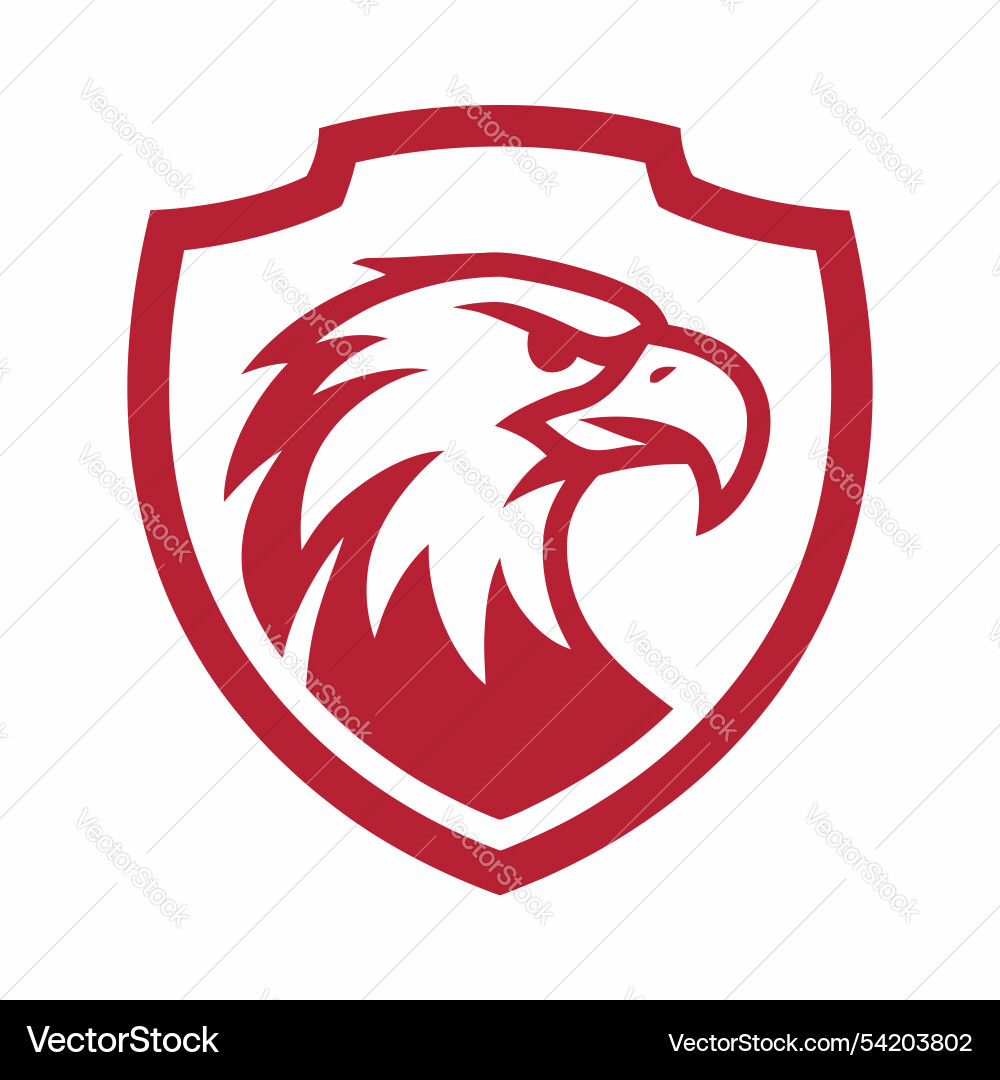 Bold red eagle emblem on shield Royalty Free Vector Image