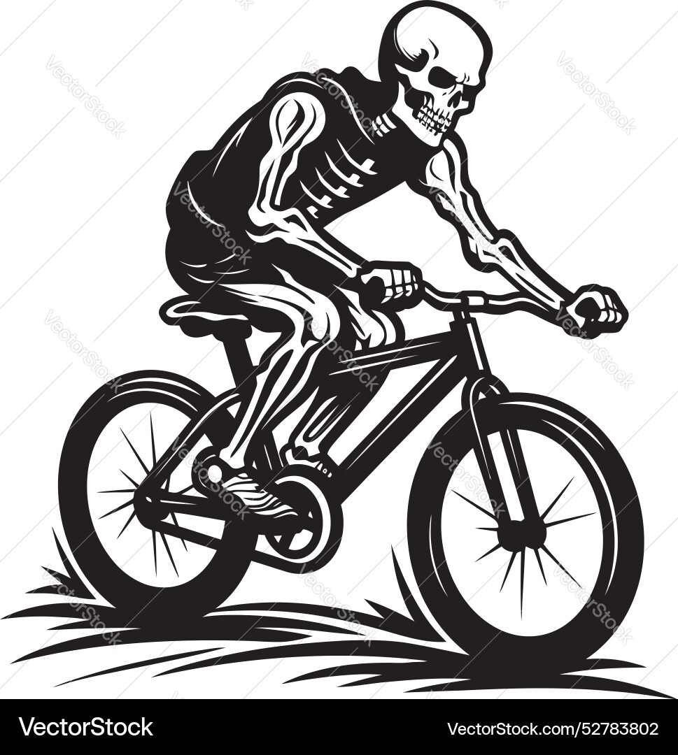 Bonerider iconic skull on bicycle icon graphics Vector Image
