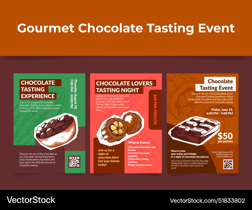 Gourmet chocolate tasting event advertising poster
