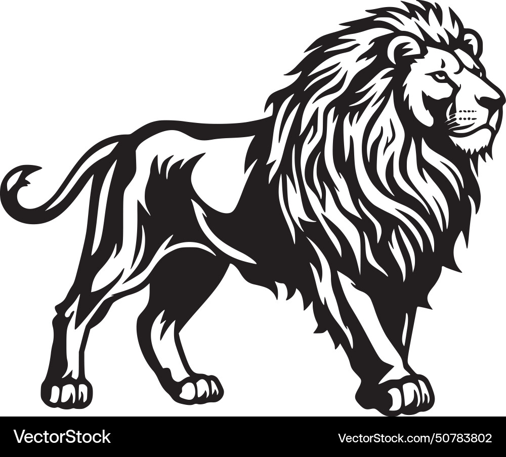 Lion - black and white Royalty Free Vector Image