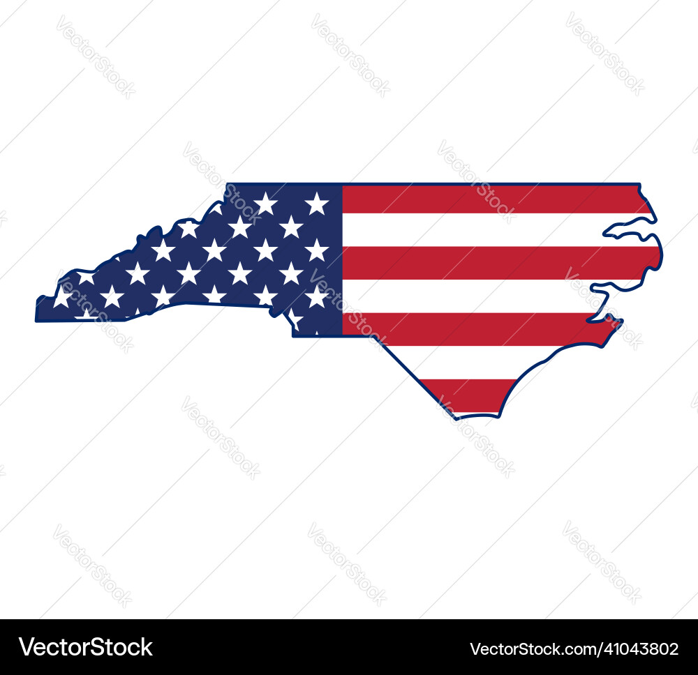 North carolina state shape with usa flag Vector Image