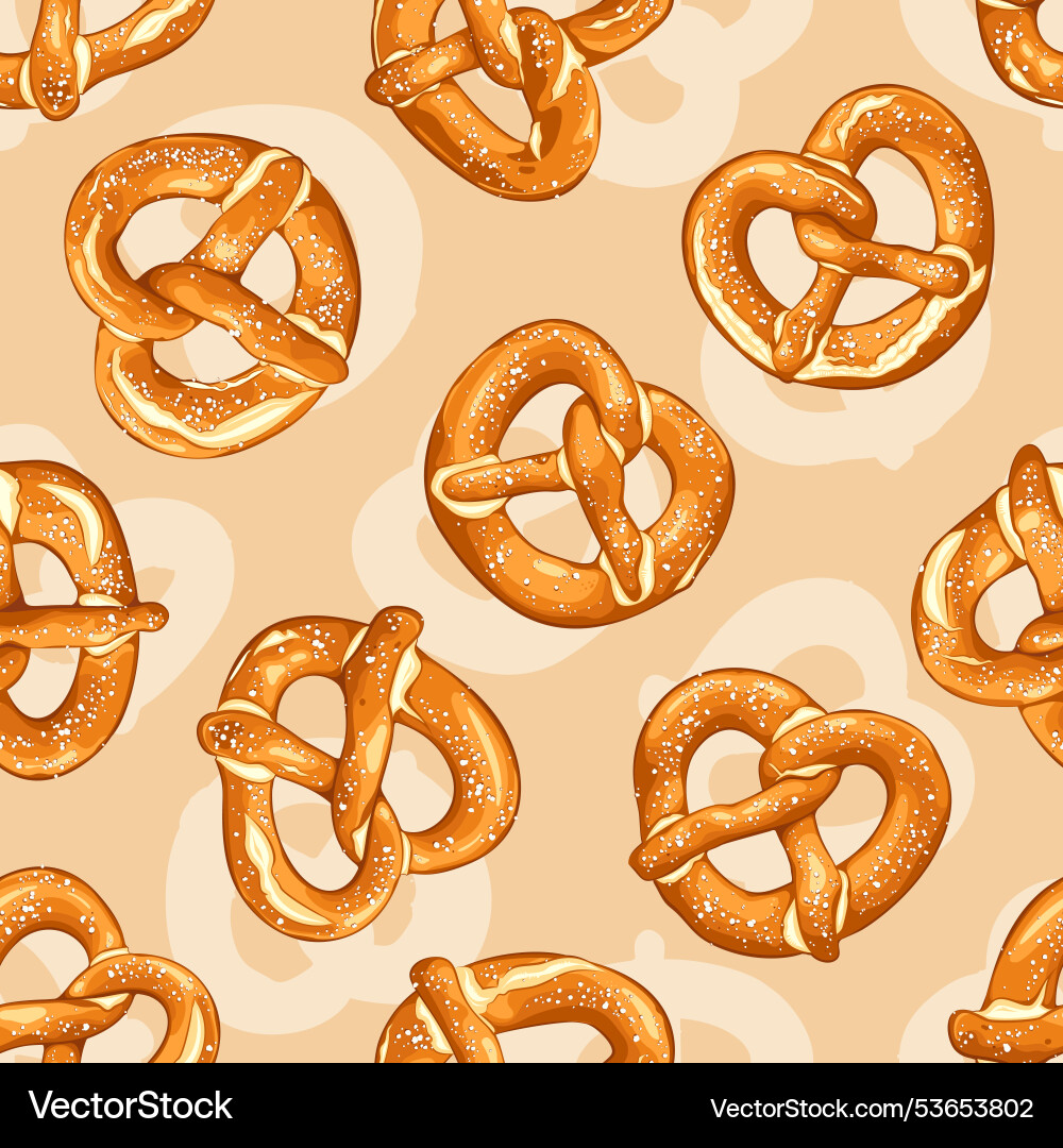 Seamless pattern of classic salted pretzels on Vector Image