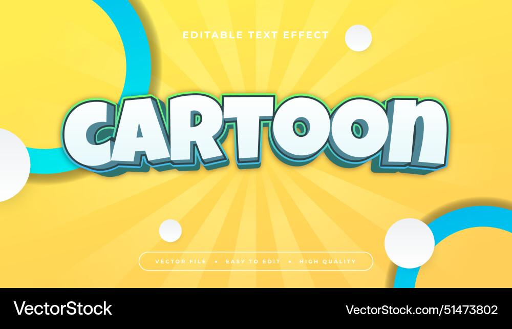 White blue and yellow cartoon 3d editable text Vector Image