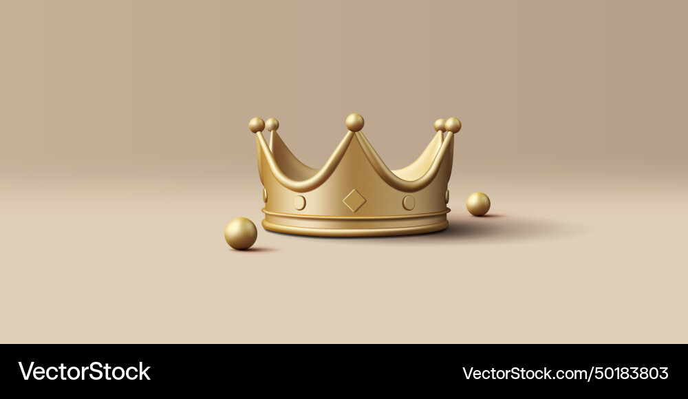 3d realistic render crown icon in trendy cartoon Vector Image