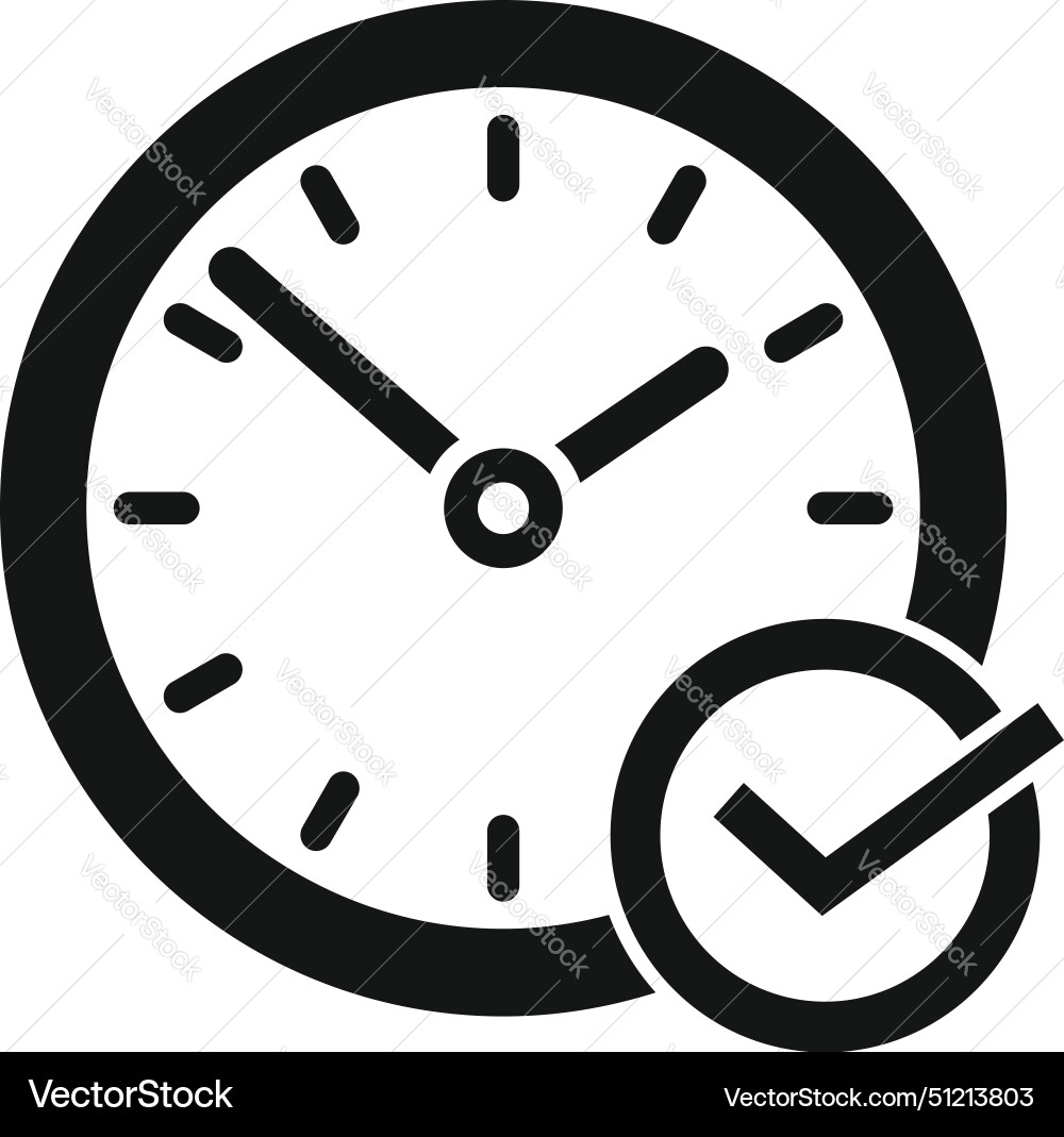 Approved time clock icon simple success Royalty Free Vector