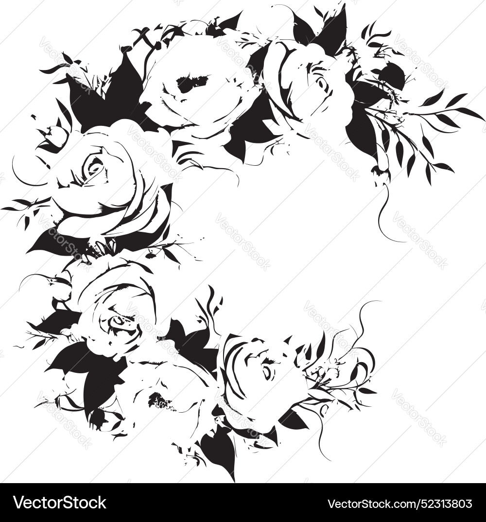 Enchanted rose border iconic design stylish Vector Image