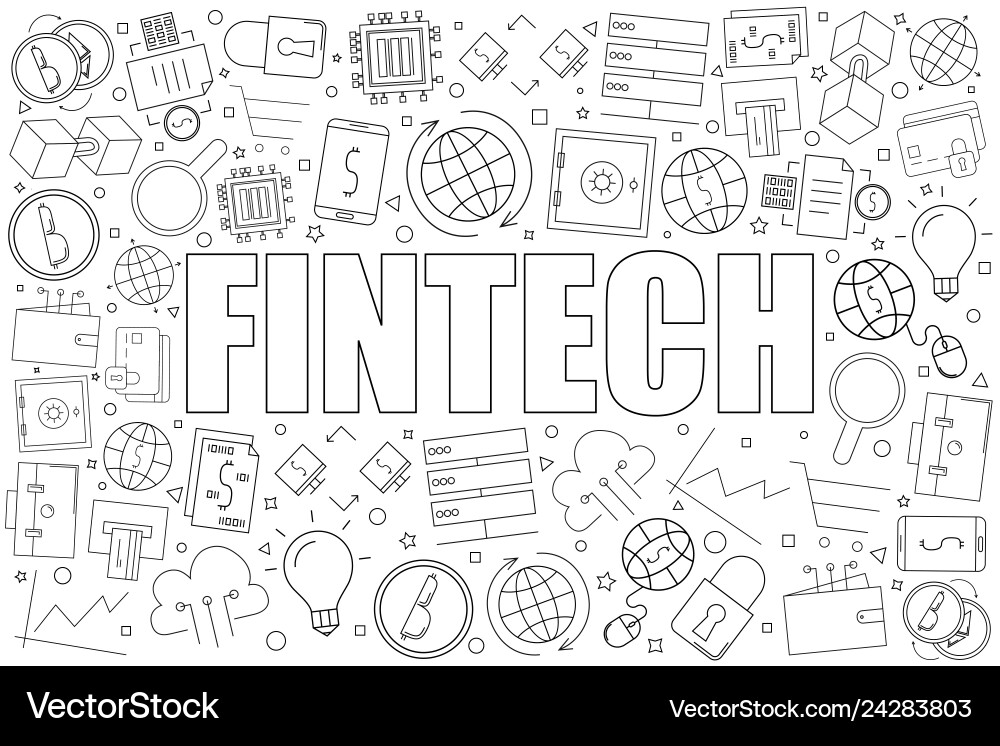 Fintech background from line icon Royalty Free Vector Image