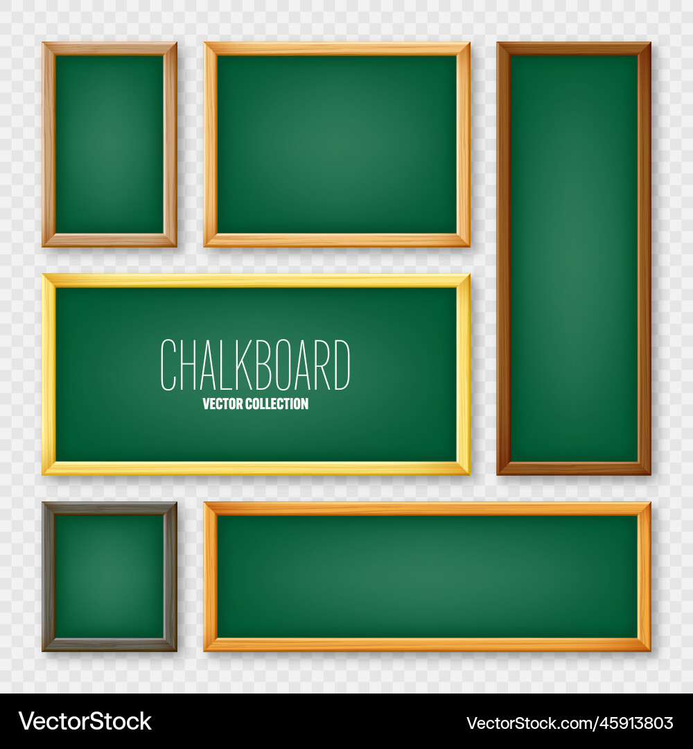 Realistic various chalkboards in a wooden frame Vector Image