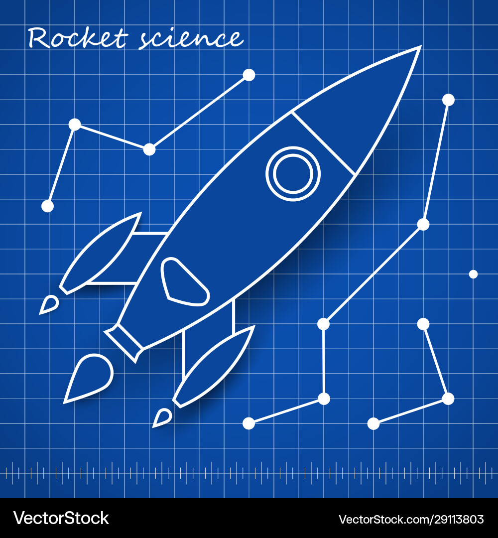 Rocket scince blueprint Template mit blau Vektorbild