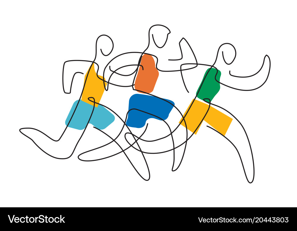 Running race line art Royalty Free Vector Image