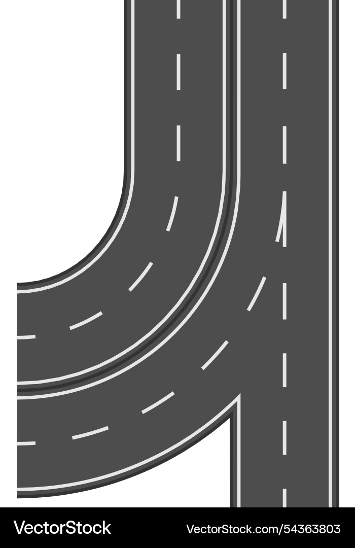 Winding road merging into a straight highway Vector Image