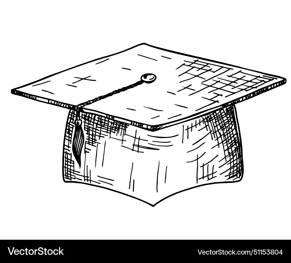 Black graduation cap isolated on white background Vector Image