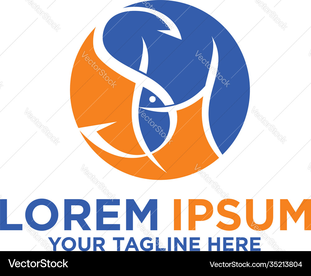 Letter sh fish logo template Royalty Free Vector Image