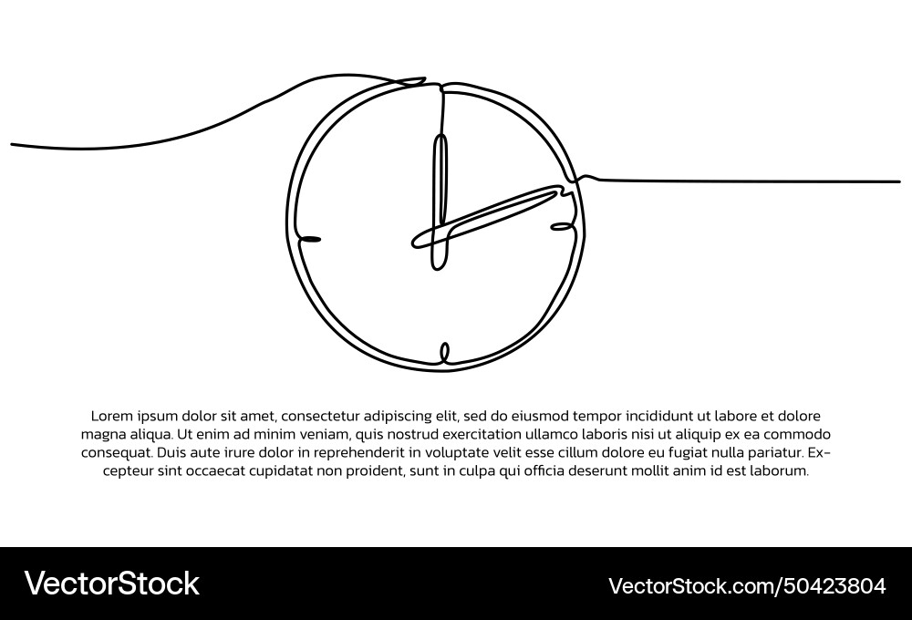 One line wall clock poster with frame abstract Vector Image