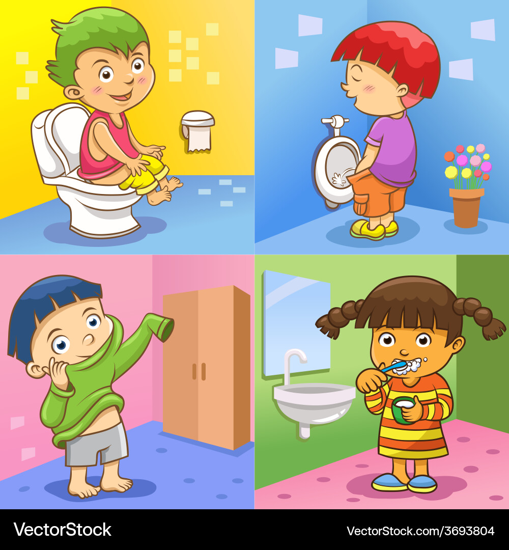 Set of child daily activities Royalty Free Vector Image
