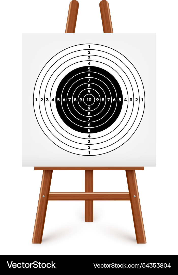 Shooting range target on a wooden easel stand Vector Image