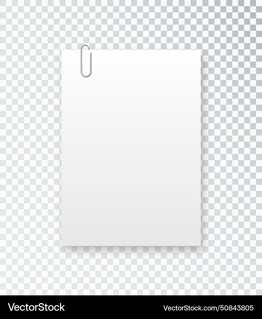Blank paper sheet in a4 format on transparent Vector Image