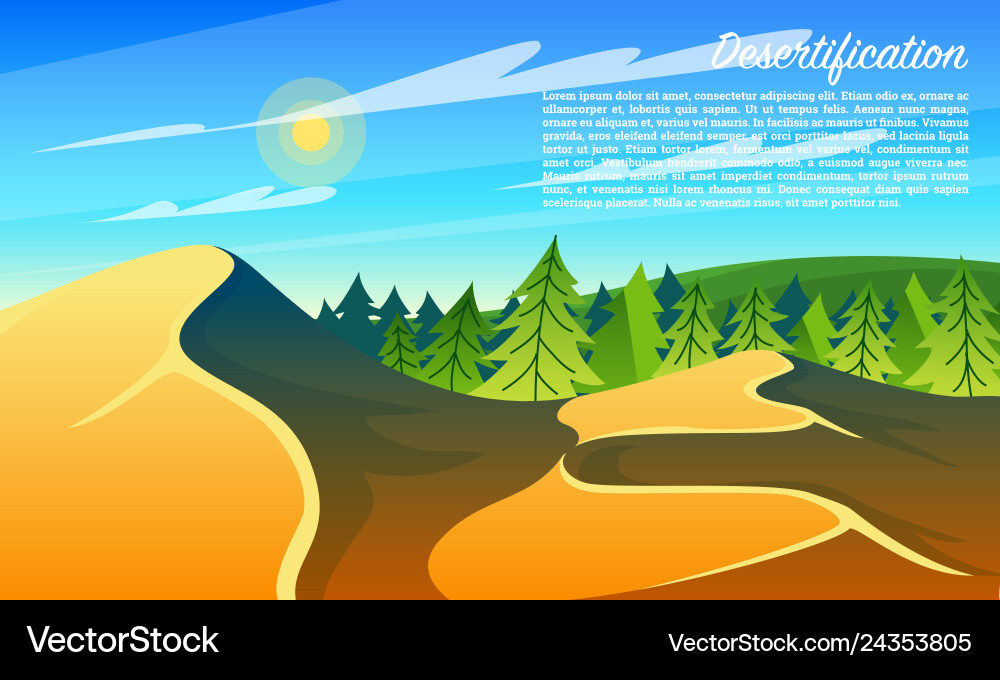 Desertification forests climate change Royalty Free Vector