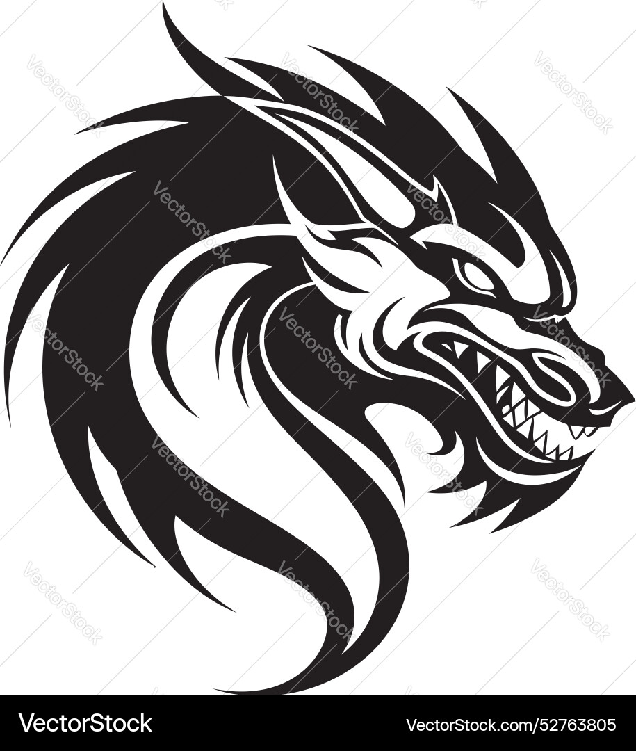 Dynamic dragon emblem cartoon head tattoo logo Vector Image