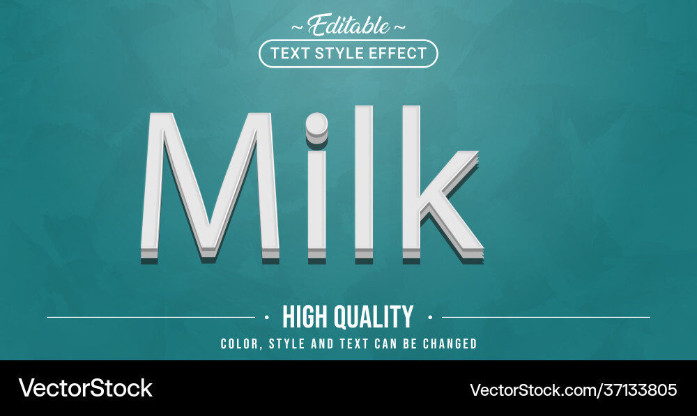 Editable text style effect - milk theme Royalty Free Vector