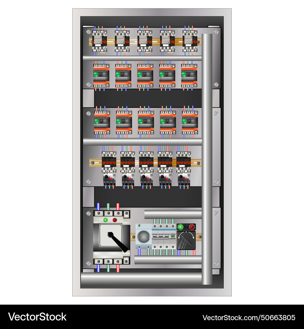 Electrical panel with magnetic contactor Vector Image