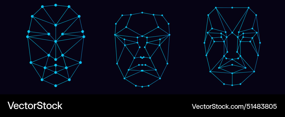 Human face 2d digital biometric abstract id Vector Image