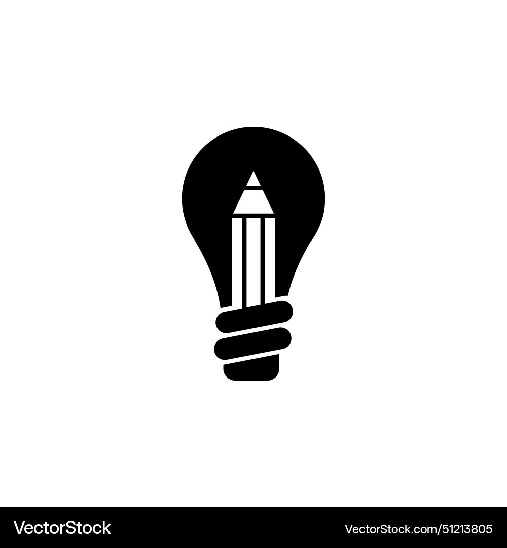 Lamp and pencil creative design idea flat icon Vector Image