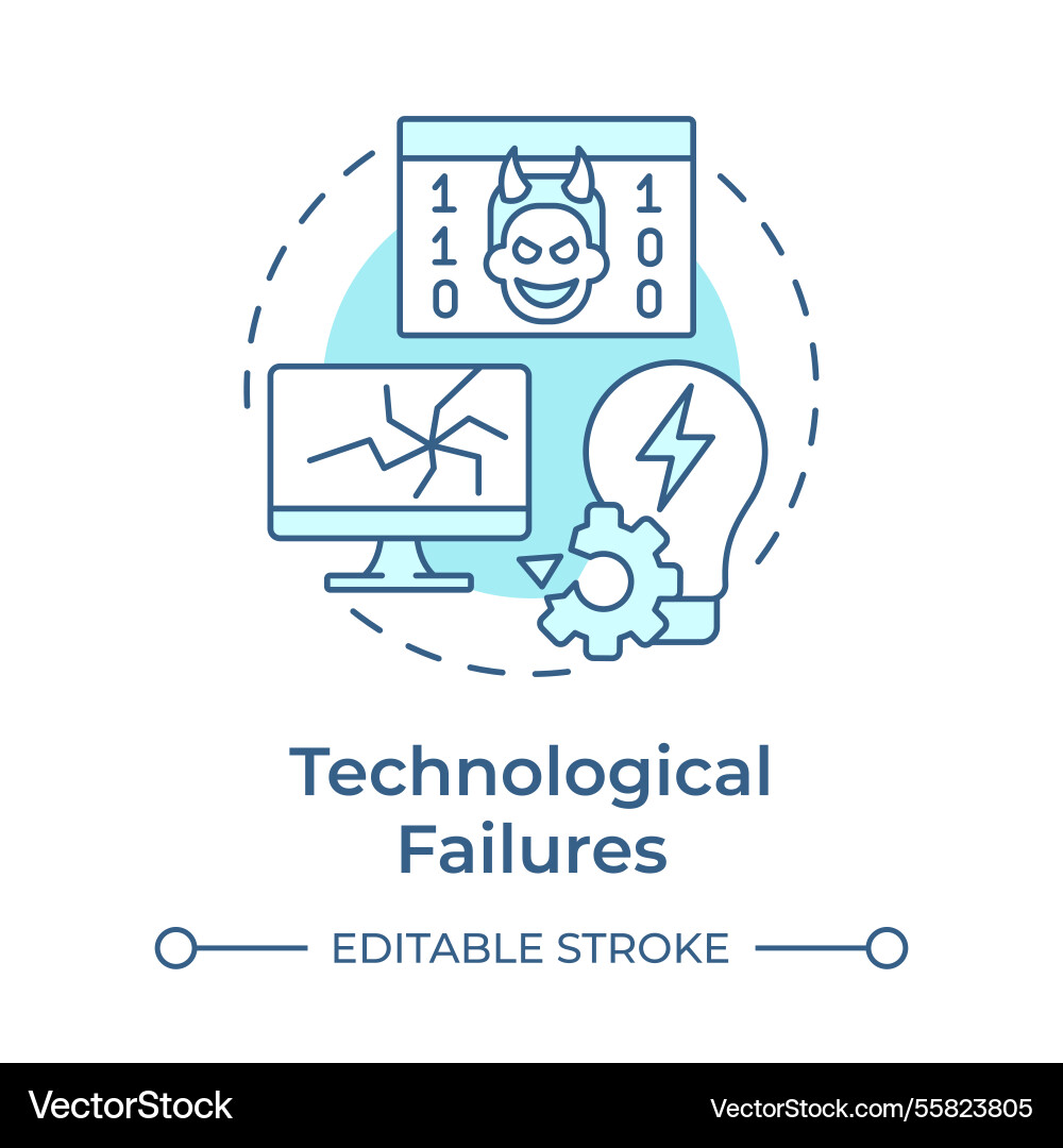Technological failures soft blue concept icon Vector Image