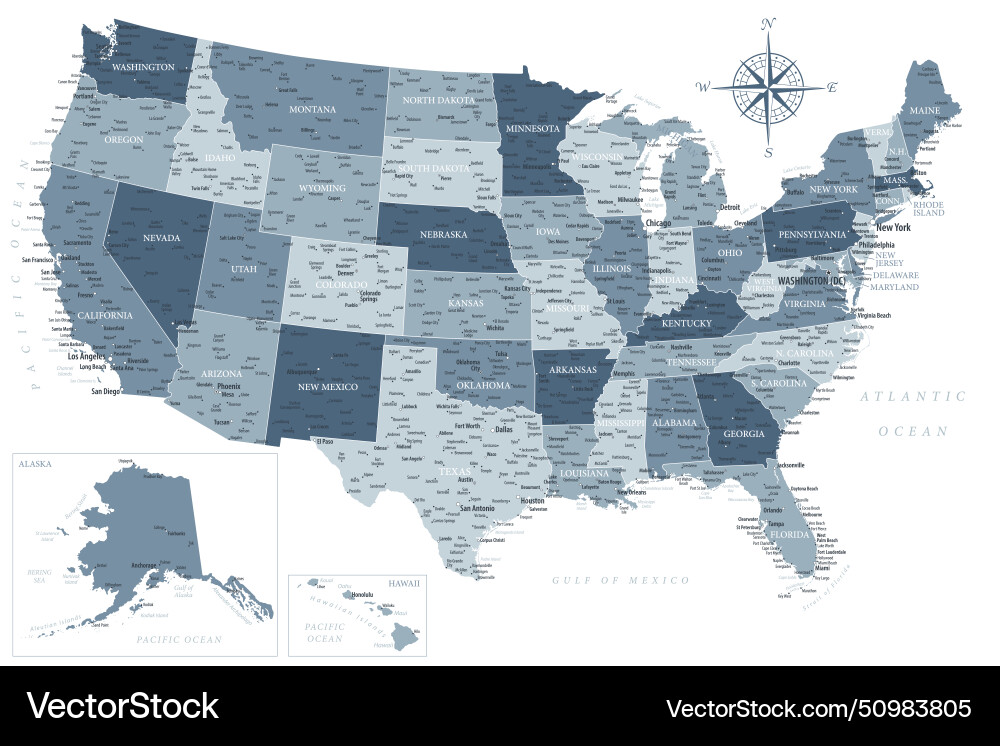 United states - highly detailed map Royalty Free Vector