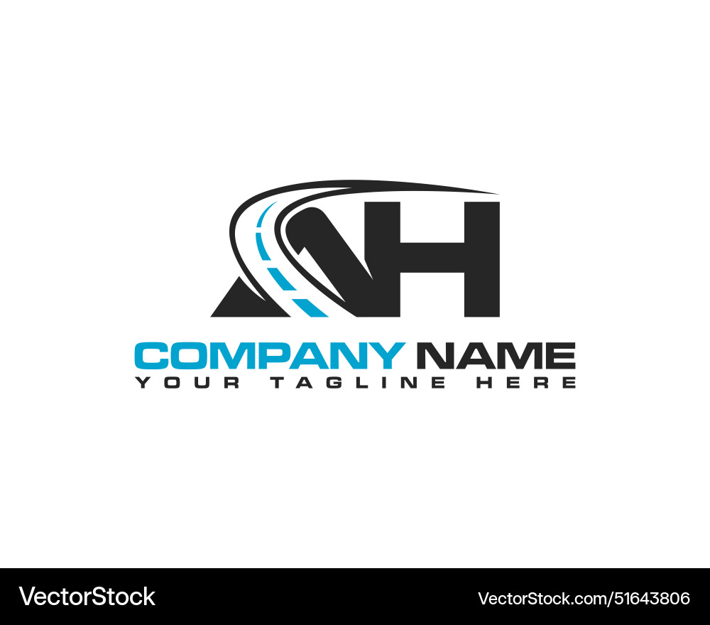 Ah letter with road way highway text type logo Vector Image
