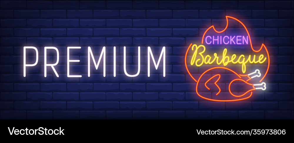 Chicken barbecue neon sign Royalty Free Vector Image