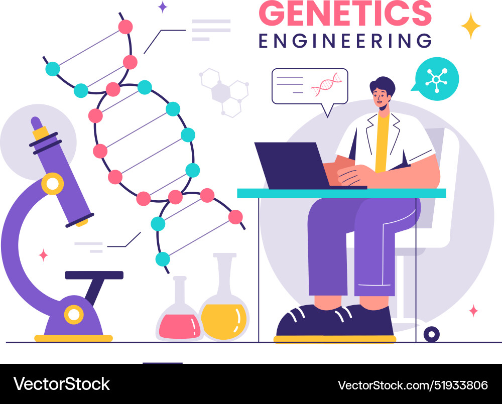 Genetic engineering and dna modifications Vector Image
