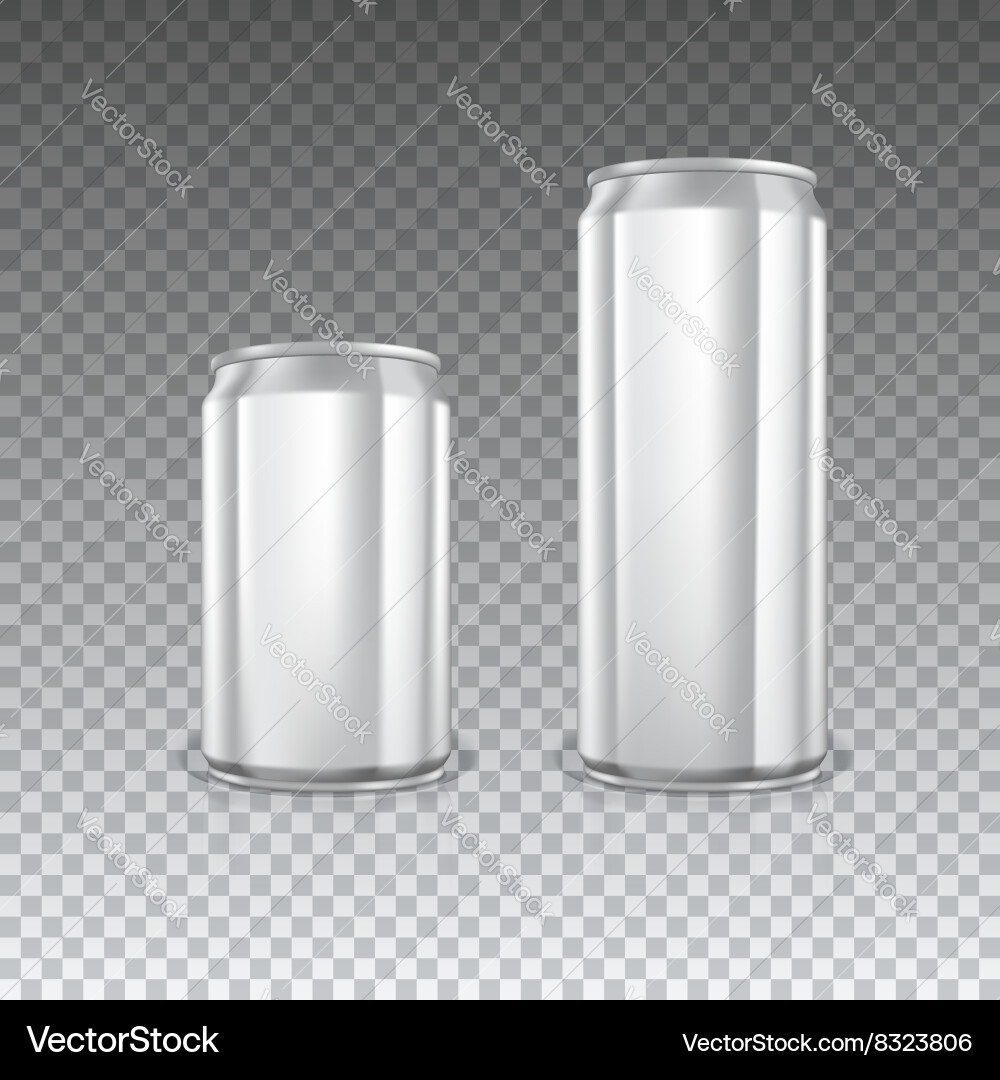 Metal cans on transparent Royalty Free Vector Image
