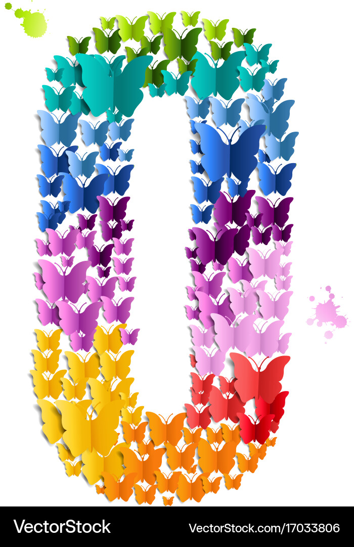 Number 0 of butterfly Royalty Free Vector Image