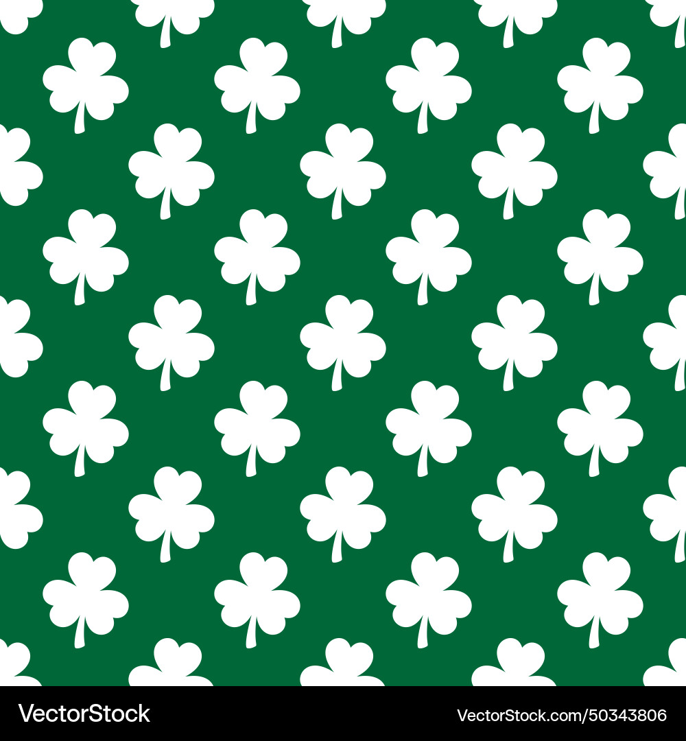 Saint Patricks Day Shamrock Seamless Pattern Vector Image