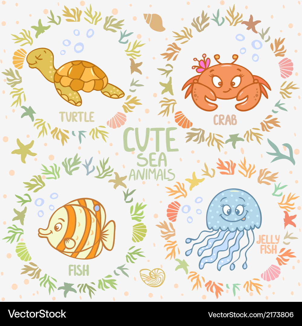 Sea animals Royalty Free Vector Image - VectorStock