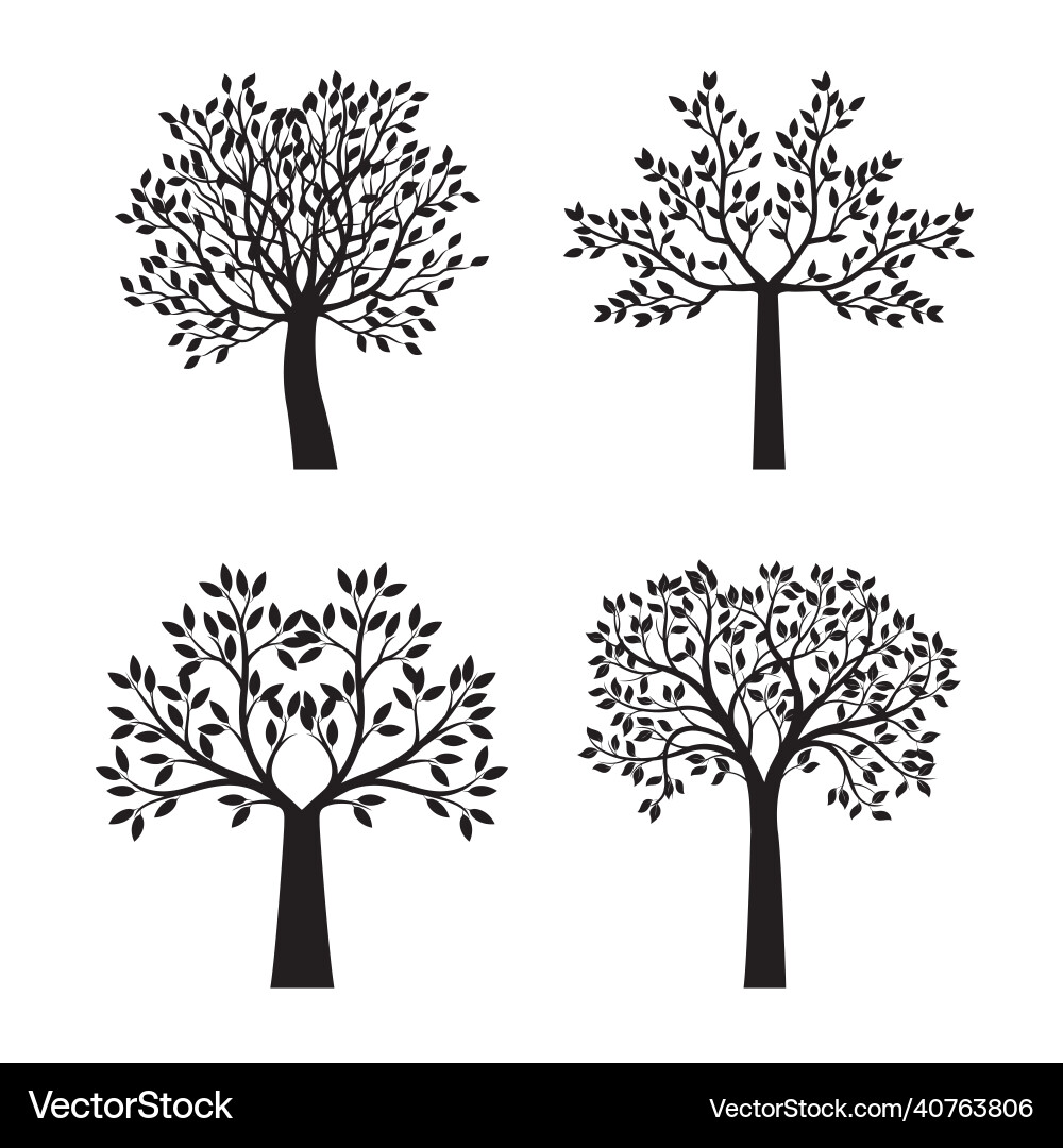 Set black trees Royalty Free Vector Image - VectorStock