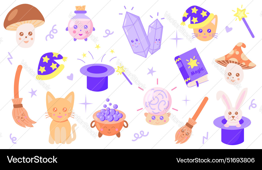 Set of different children magic elements Vector Image