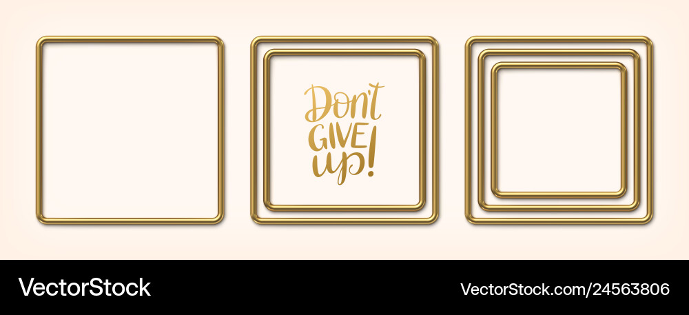Set of golden square frames Royalty Free Vector Image